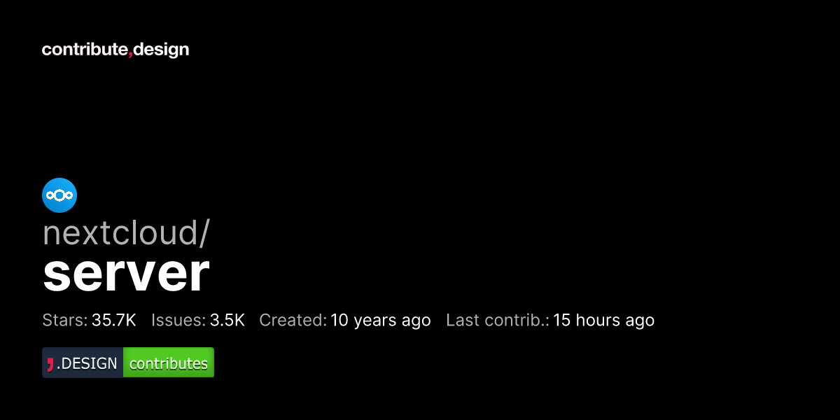 nextcloud/server – Open Source project – is open to design contributions.